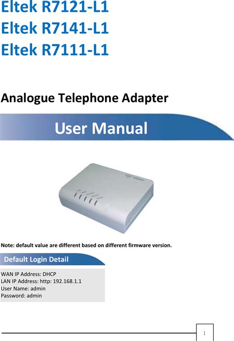 Eltek Technologies R7121 L1 Sip Gateway User Manual 15 R7121 L1 Userman