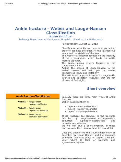 The Radiology Assistant Ankle Fracture Weber And Lauge Hansen Classification Pdf Ankle