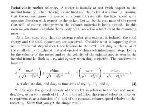 Solved Relativistic Rocket Science A Rocket Is Initially At