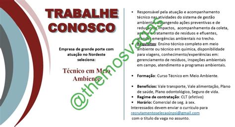 T Cnico Em Meio Ambiente Vaga S Teresina Pi Themos Vagas