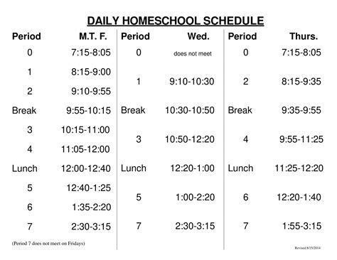 Free Homeschool Schedule Printables