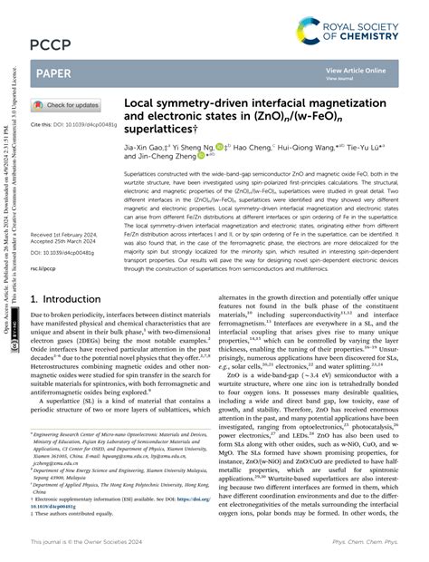 Pdf Local Symmetry Driven Interfacial Magnetization And Electronic States In Znonw Feon