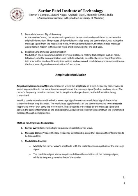 Am Modulation And Demodulation Using Matlab Docx