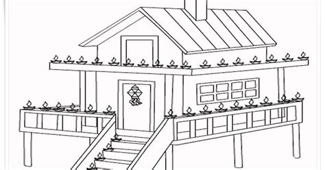 Kumpulan Mewarnai Gambar Sketsa Rumah Adat Desain Interior Exterior