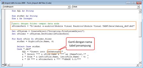 menggabungkan semua file dbase excel dalam satu folder ke access e