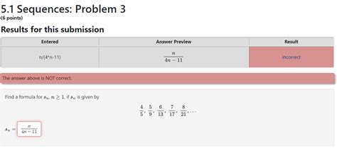 solved 5 1 sequences problem 3 6 points results for this