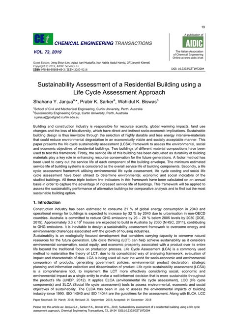Pdf Sustainability Assessment Of A Residential Building Using A Life