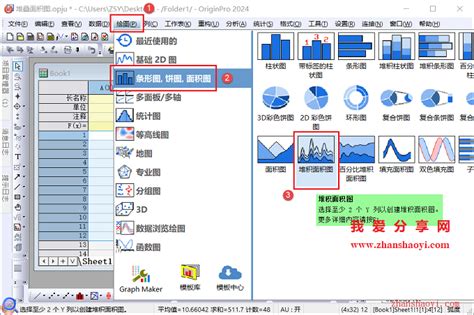Origin 2024中如何绘制堆积面积图 我爱分享网