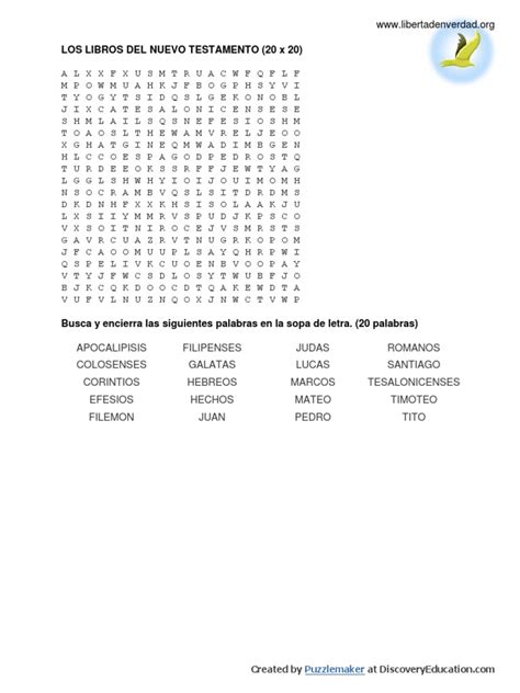 Nuevo Testamento 20 X 20 Sopa De Letras Pdf