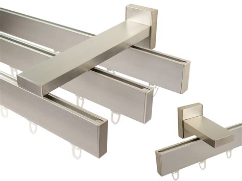 Gardinenschienensystem 1 - 3 läufig Wandmontage in Farbe Edelstahl