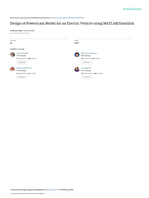 Design Of Powertrain Model For An Electric Vehicle Using Matlab Simulink Pdf Electric