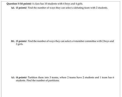 Solved Question 5 10 Points A Class Has 10 Babes With 6 Chegg Com