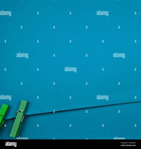 Blue Blank Paper Texture Abstract Background Binding With Green Wooden