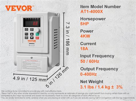 Vevor Vfd 5hp 4kw 18a 1 Phase 220v 240v Input To 3 Phase 220v 240v