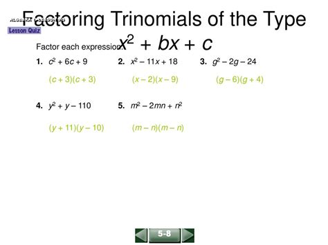 Factoring Trinomials Of The Type X2 Bx C Ppt Download