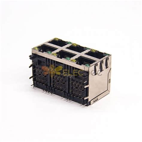 Multi Rj45 Jacks 2x3 Port With Emi Ethernet Network With Led Through Hole