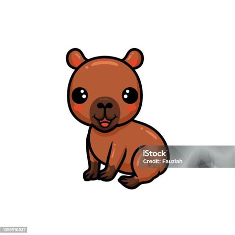 Kartun Capybara Kecil Yang Lucu Duduk Ilustrasi Stok Unduh Gambar