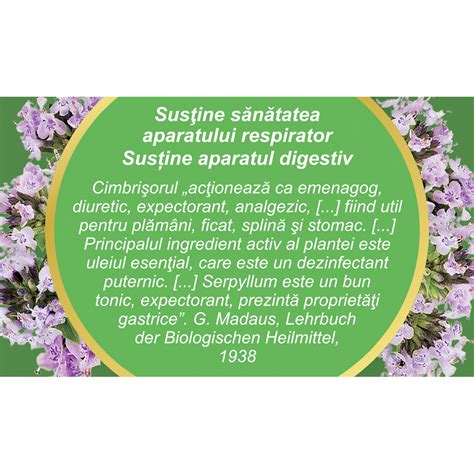 Prospect Ceai Cimbrisor Iarba R 40 50 G Fares Farmacia Tei Online