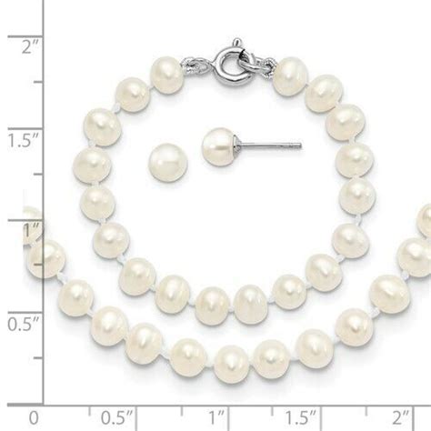 Brand New Sterling Silver Madi K Rhod Plat Wc Pearl Neckbrac5mm