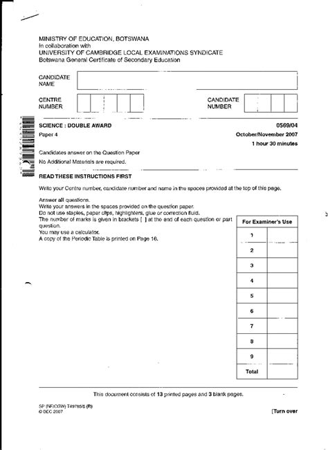 Bgcse Sda Paper 4 2007 Practice Questions For Science Double Award Ministry Of Education Bgcse Sda Paper 4 2007 Practice Questions For Science Double Award Ministry Of Education