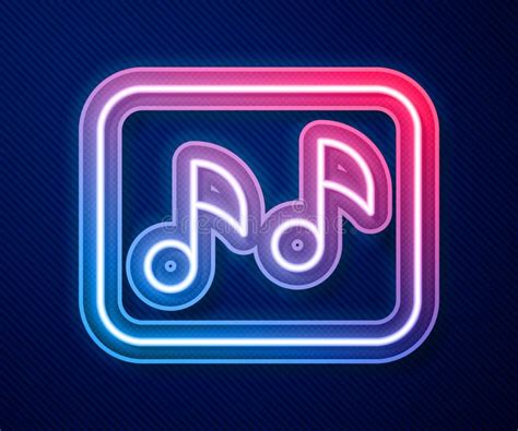 Glowing Neon Line Music Note Tone Icon Isolated On Blue Background