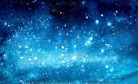 Cielo Nocturno De Acuarela Con Fondo Abstracto De Estrellas Stock De