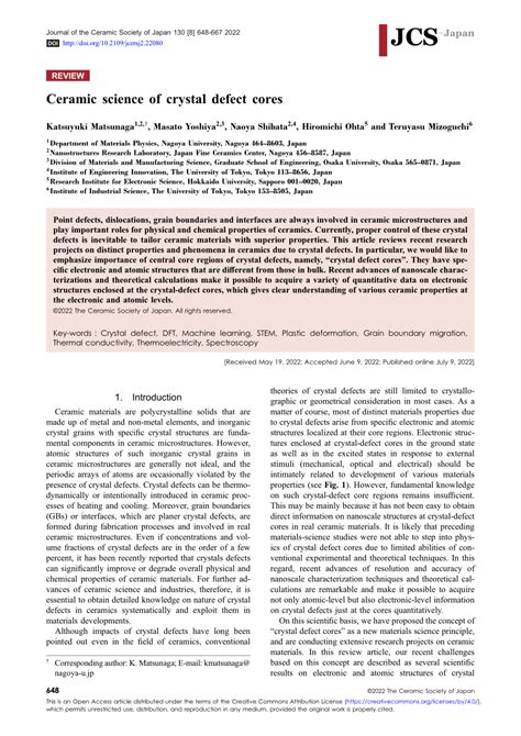 Pdf Ceramic Science Of Crystal Defect Cores
