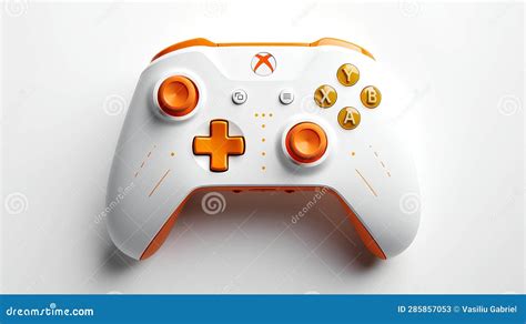 Top Down Product Shot A Orange And White Xbox Controller Stock