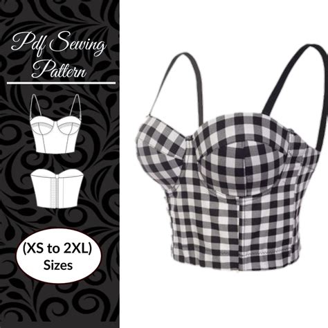 Top Bustier Sewing Pattern Sizes Xs To 2xl Instant Download Easy To