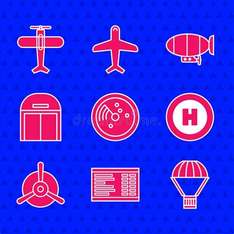 Set Radar With Targets On Monitor Airport Board Box Flying Parachute
