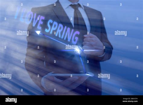 Texto Escrito De Palabra Me Encanta Spring Exposición De Fotos De