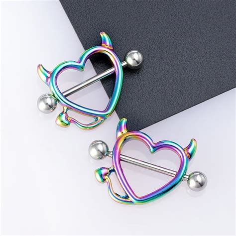 Wentin Reduced Body Chain Pair Nipple Shields Fangs Design Body Jewelry Steel Barbell Rings