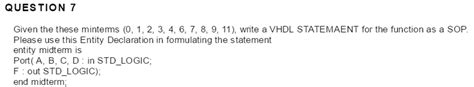 Given These Minterms Write A VHDL Statement For The Chegg