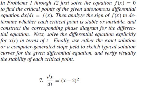 Solved In Problems Through First Solve The Equation Chegg