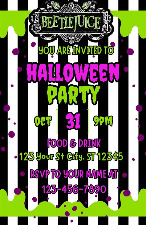 Beetlejuice Halloween Party Invitation Etsy