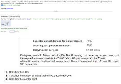 Calculate The Eoqcalculate The Number Of Orders That