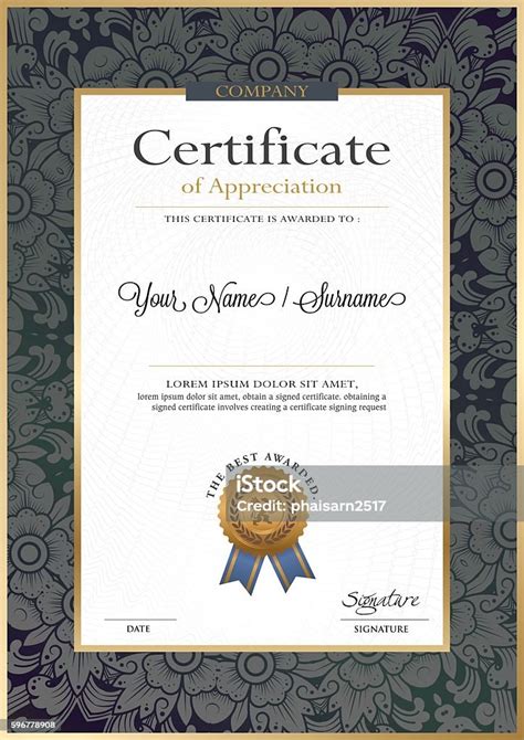 Certificate Vector Luxury Template向量圖形及更多垂直構圖圖片 垂直構圖 成就 插圖 Istock