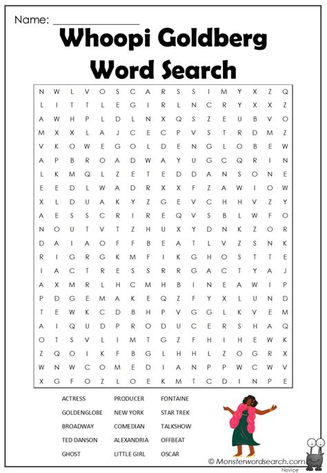 Whoopi Goldberg Word Search Monster Word Search
