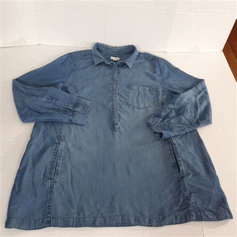 J Jill Denim Chambray Shirt Dress Gem