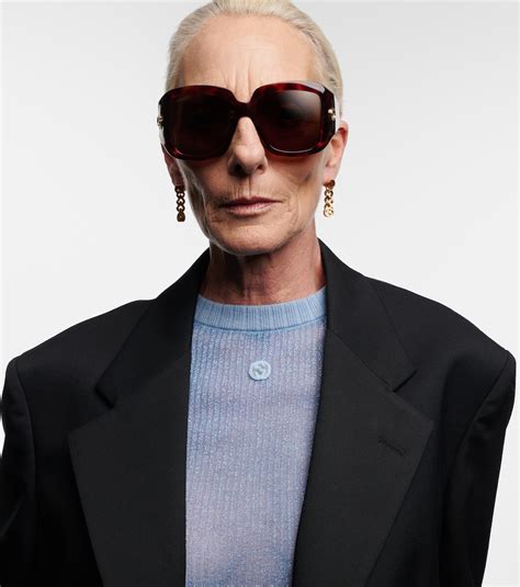 Gg Square Sunglasses In Brown Gucci Mytheresa