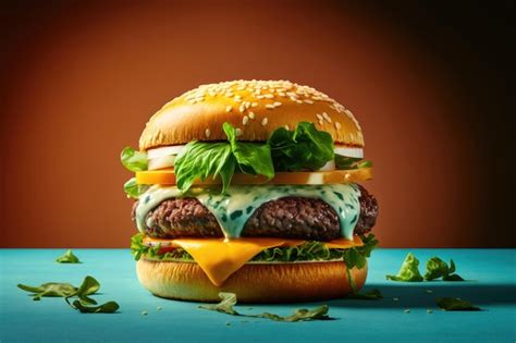 Premium Photo Homemade Burger With Double Beef Patties Cheese And