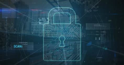 Image Of Scope Scanning Over Security Padlock Icon Network Of