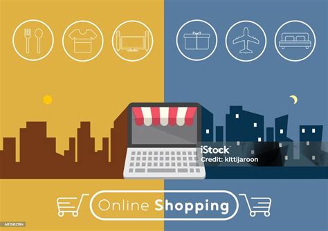 Belanja Online Dengan Infografis Konsep Ecommerce Ilustrasi Stok