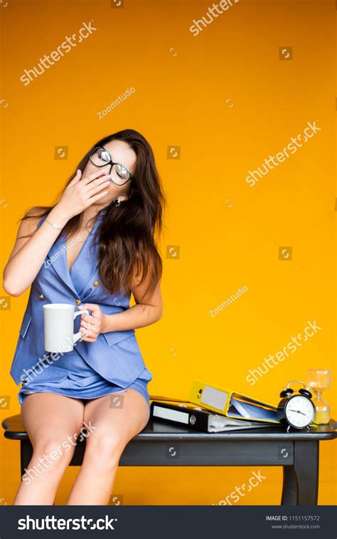 Sexual Secretary Office Style Morning Beautiful Stock Photo