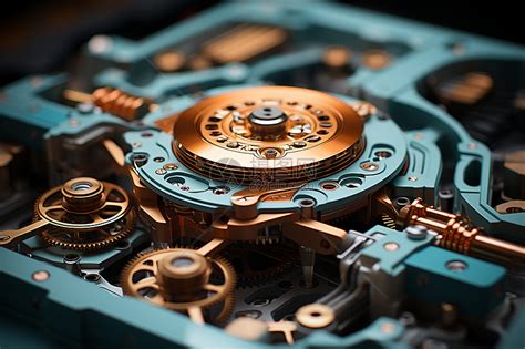 金色和蓝色的机械装置高清图片下载 正版图片600771986 摄图网
