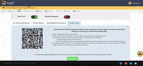 Form Sharing Through QR Code ECubeApps Help