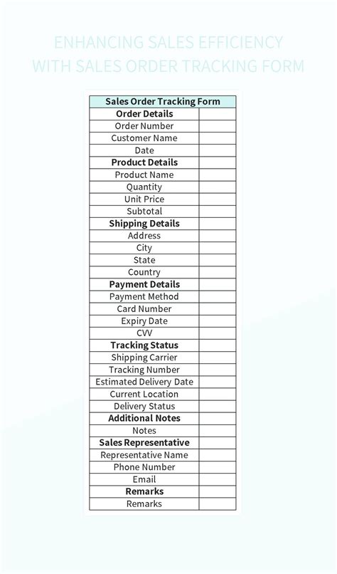 Enhancing Sales Efficiency With Sales Order Tracking Form Excel Template And Google Sheets File ...