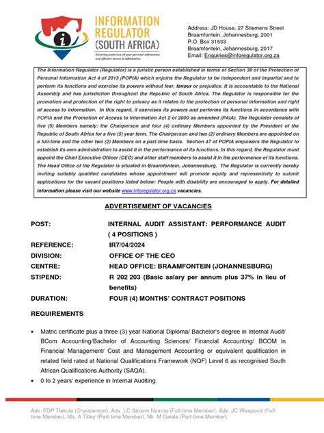 Internal Audit Assistant Pdf Audit Internal Audit