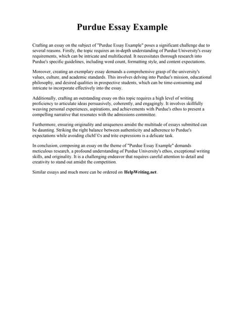 Purdue Essay Example Pdf