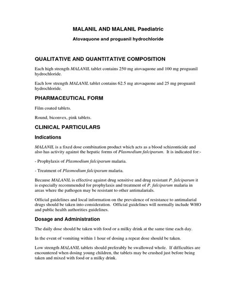 Malanil Tablets Ug Pdf Malaria Drugs